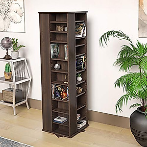 Prepac Large Four-Sided Spinning Tower Storage Cabinet, Espresso