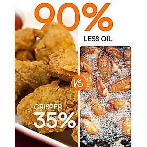 Nuwave Brio 15.5Qt Air Fryer Toaster Oven & Rotisserie Kit, 2024 New Advanced Turbo Convection Tech, Healthy PFAS Free, Max Even & Crisp, Powerful 1800W, 50-425°F, 150 Presets, Smart Probe, 4 Rack