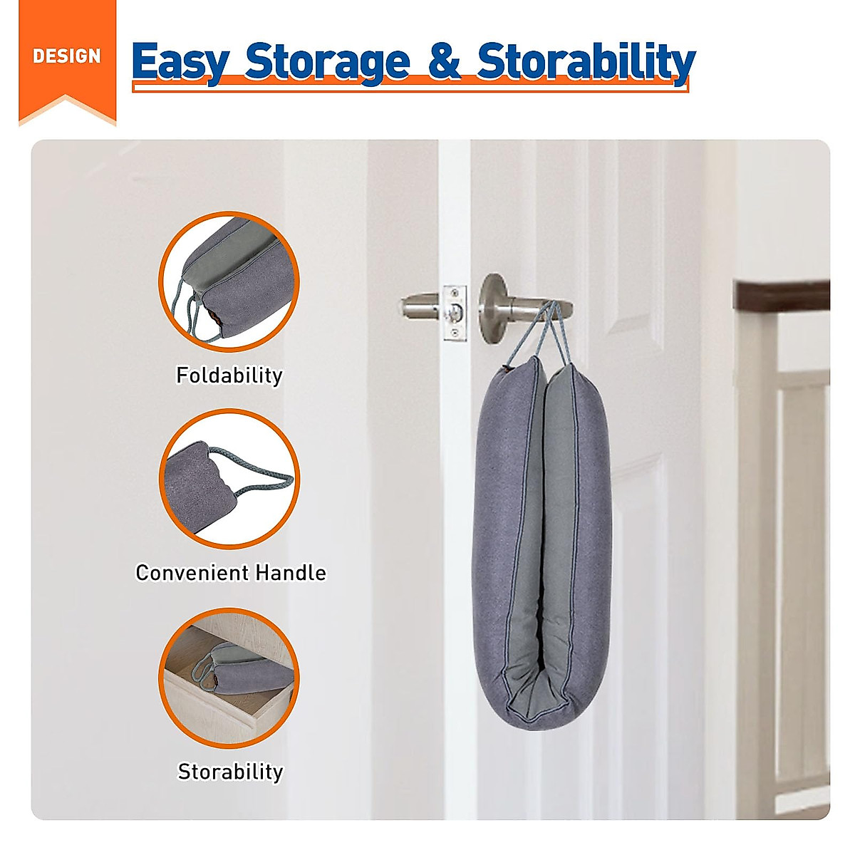MAGZO Door Draft Stopper 36 Inches Length x 4 Inches Width, Weighted Under Door Noise Blocker, Gray
