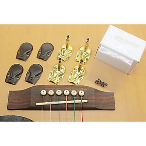 amavoler 4-Pack 1/4" Right Angle Plugs TS Mono Heavy Duty Flat Low Profile Pancake Style for Guitar, Instrument, Speaker/Microphone/Patch Cables - 6.35mm Male 1/4 Inch Phone Plug (Gold)