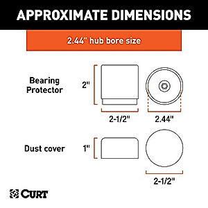 CURT 22244 2.44-Inch Trailer Wheel Bearing Protectors and Dust Covers, 2-Pack, Chrome