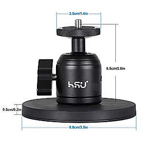 HSU Magnetic Camera Mount Base Kit with Mini Ball Head for GoPro, with Aluminum 1/4"-20 GoPro Tripod Mount Compatible with GoPro Hero 11/10/9/8/7/6/5 Insta360/ Osmo Action/DSLR Camera (3.5” Base)
