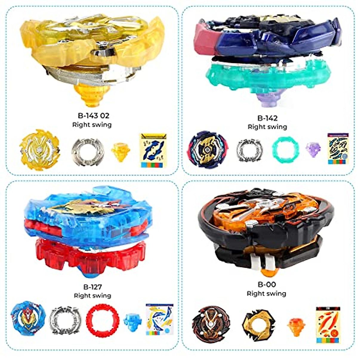 JIMI Bey Battling Top Stadium Blade Battle Set, 12 Burst Spinning Tops 3 Launchers Grip 1 Arena Combat Game, Toy Gift for Kids Boys Ages 6+