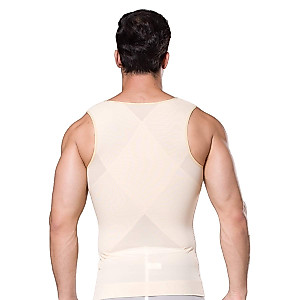 BaronHong Original Zip Up Men's Chest Compression Shirt to Hide Gynecomastia Moobs(Nude,S)