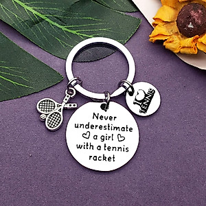 Vadaka Tennis Lover Jewelry Gift Tennis Gift Keychain for Girls Teens Tennis Girl Jewelry Tennis Player Gift Inspirational Gift for Tennis Girl Christmas Birthday Graduation Gift