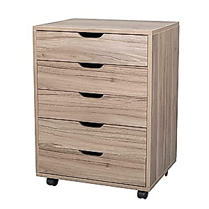 MAXCBD Nightstand Bedside Table Drawer Cabinet 5 Drawers Bedside Table Stand Chest Dresser Cabinet Home Storage Multifunctional Storage Shelves Sturdy Durable Construction Storage Tower Dresser