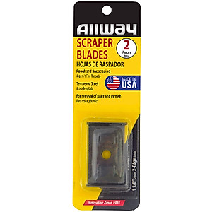 ALLWAY 1B 2-Edge Scraper Blades for Wood and Painting Applications, 1-1/8", 2 Pack