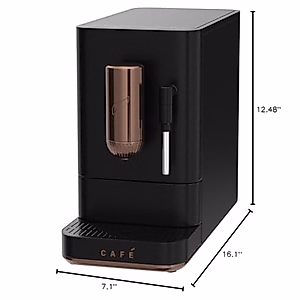 Café Affetto Automatic Espresso Machine + Milk Frother | Built-In & Adjustable Espresso Bean Grinder | One-Touch Brew in 90 Seconds | Matte Black, 1.2 Liter, (C7CEBBS3RD3)