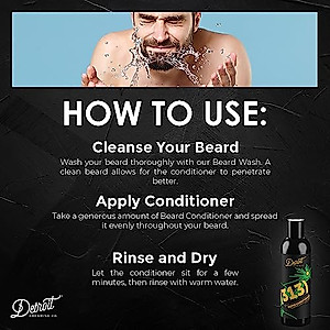 Detroit Grooming Co. Beard Conditioner for Men with Argan Oi l& Cocoa Seed Butter - Softener, Detangler, Hydrating Conditioner & Face Moisturizer-Toasted Vanilla and Amber - 313-8oz
