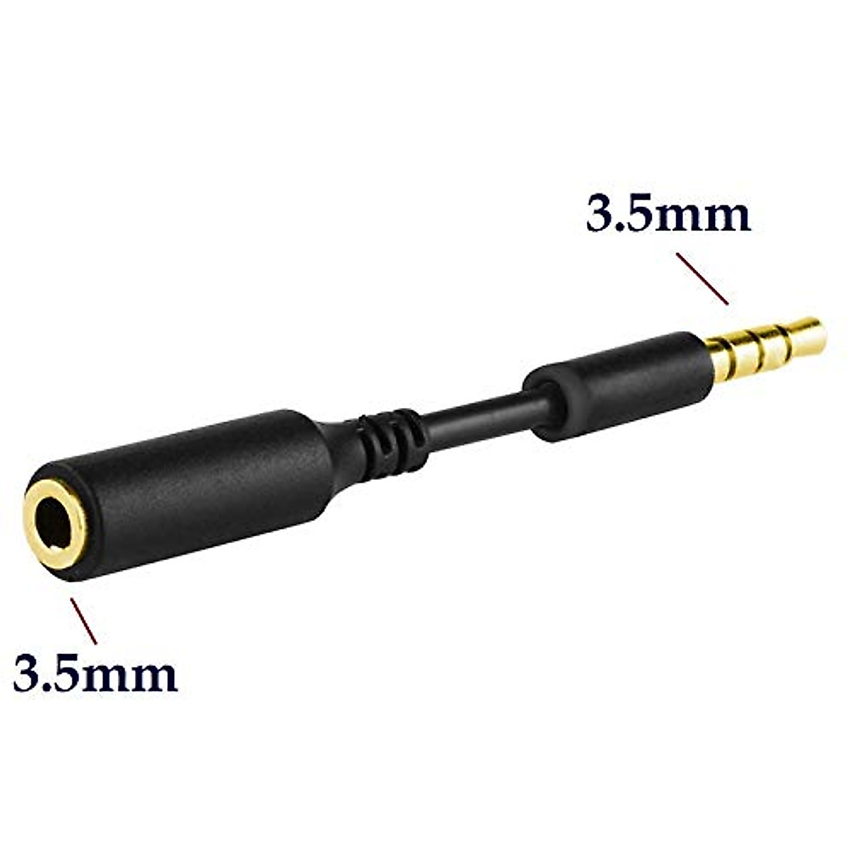 Josi Minea x5 Pcs 3.5mm Audio Jack Extender Headphone Adapter with 4-Pole Connectors 3 Ring Connector Compatible with Apple iPhone 6/6S/6+/SE/5S, Samsung Galaxy S10/S9/S8/S7 & Most Devices [ 5 Pack ]