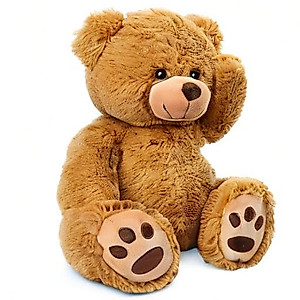 LotFancy Teddy Bear Stuffed Animals, 20 inch Soft Cuddly Stuffed Plush Bear, Cute Stuffed Animals Toy with Footprints, Gifts for Kids Baby Toddlers on Baby Shower, Valentine's Day, Brown