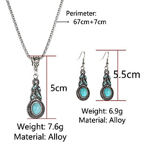 Western Jewelry For Women Green Earrings Irish Dangle Drop Shaped Boho Turquoise Emerald Necklace and Earrings set St. Patrick's Day
