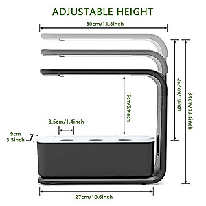 ScienGarden Hydroponics Growing System Indoor Herb Garden Gardening Germination Starter Kit 60 LED Grow Light Height Adjustable Self Watering Automatic Timer Grow 3 Pods Black for Home Kitchen Gifts