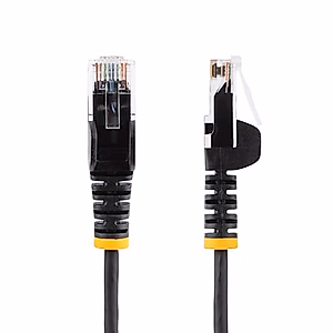 StarTech.com 1.5 m CAT6 Cable - Slim CAT6 Patch Cord - Black - Snagless RJ45 Connectors - Gigabit Ethernet Cable - 28 AWG (N6PAT150CMBKS)