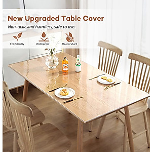 RostiKong 20 x 60 Inch Clear Plastic Dining Room Table Protector PVC Tablecloth Office Desk Blotter Pad Mat Table Top Protection Cover for 5ft Wooden Furniture Coffee End Side Dinner Bar Kitchen Table