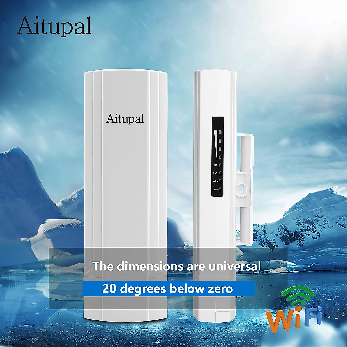 Aitupal 5.8G Gigabit 1Gbps High Speed Wireless Bridge, Point to Point WiFi Outdoor CPE with 14dBi High-Gain Antenna, 5KM Long Range Working Distance Support starlink Router，48V PoE