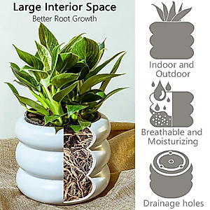 Cusmation Modern Plant Pot 4.8 Inch White Ceramic Planters for Indoor Plants Unique Pots for Plants, Boho Planter Pots with Drainage Holes Small Ceramic Pots Bubble Flowerpot for Home & Office Decor