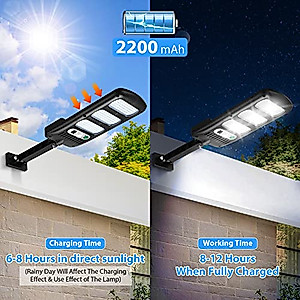Aliokee LED Solar Lights Outdoor 2 Pack with Remote, 6000K 213LED Solar Motion Sensor Light with 3 Modes, Waterproof IP65 Night Light for Garden Garage