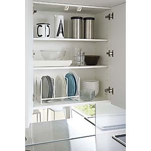 Yamazaki 2964 Home Tower Dish Organizer-Storage Rack Wide for Kitchen Cabinets, White, Large