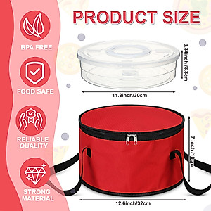 Pickmesh 12 Inch Pie Carrier with Lid Insulated Food Carrying Case Bag 12" Food Storage Containers with Lid and Handle Reusable Cooler Thermal Bag for Pies Cheesecake Pizza Picnic(Red,Classic)