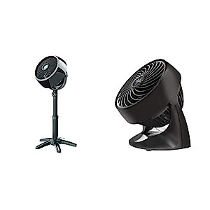 Vornado 7803 Large Pedestal Whole Room Air Circulator Fan with Adjustable Height, 3 Speed Settings, Removable Grill for Cleaning, Black & 133 Compact Air Circulator Fan