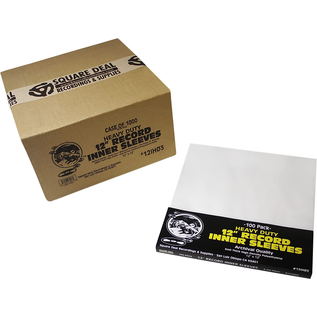 (1000) Plastic 3Mil Thick Inner Sleeves for 12" Vinyl Records - 12IH03 - Protect Against Dust!