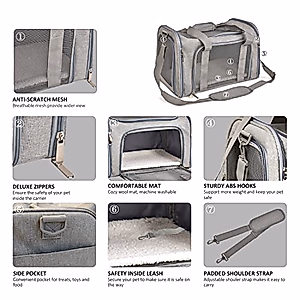 Henkelion Cat, Dog Carrier for Small Medium Cats Puppies up to 15 Lbs, TSA Airline Approved Carrier Soft Sided, Collapsible Travel Puppy Carrier - Grey