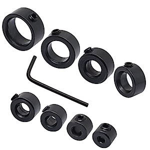 GDFYMI Drill Stop Bit Collar Set, Adjustable Drill Bit Depth Stop Collar Limit Ring with Allen Wrench, 1/8", 5/32", 3/16", 1/4", 5/16", 3/8", 1/2" and 5/8-Inch (9 Pcs, 3-16mm)