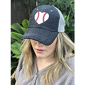 Cocomo Soul Womens Baseball Heart Hat Baseball Love Hat Baseball Mom Hat Cap 200 Dark Grey