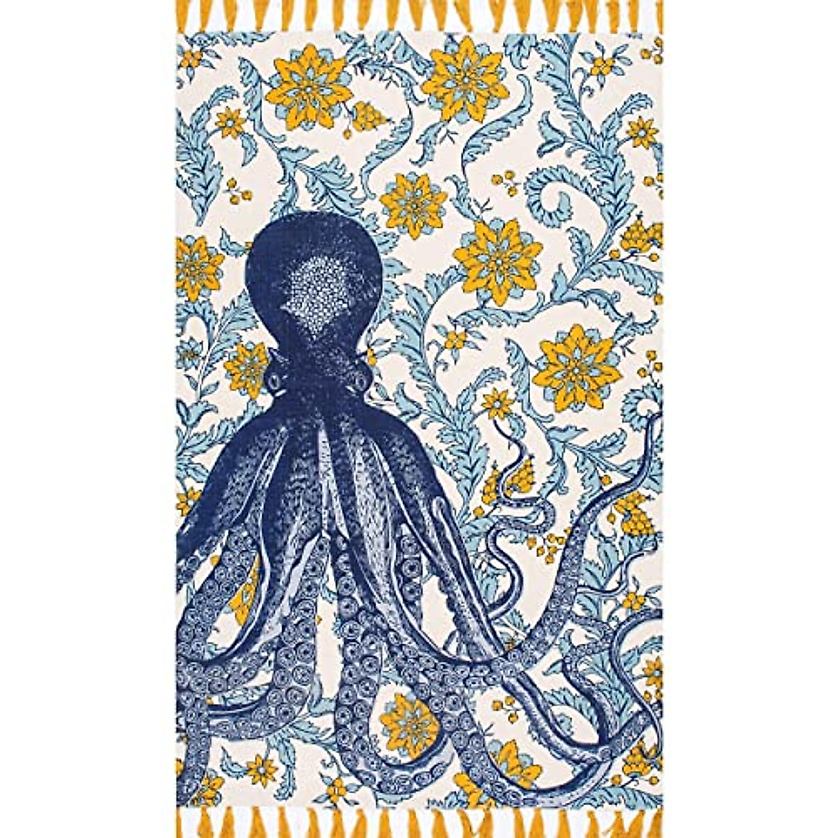 nuLOOM Thomas Paul Printed Flatweave Cotton Giant Octopus Area Rug, 5' x 8', Multi