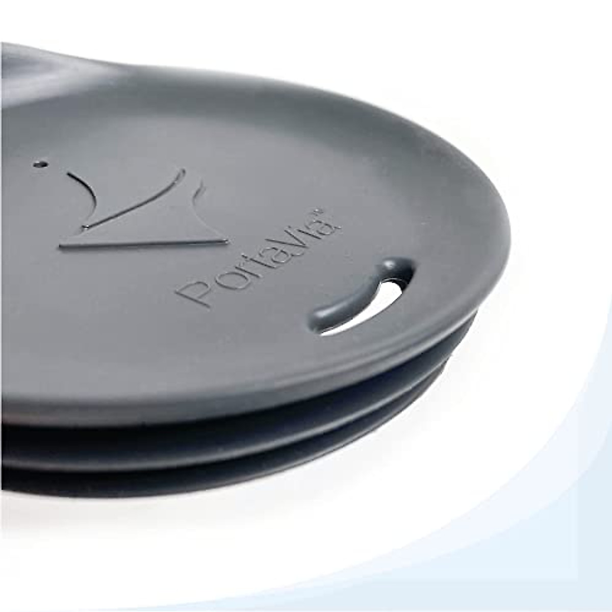 Porta Via Reusable Coffee Cup Silicone Lid – Fits Any Tumbler, Water Bottle, & Ceramic Coffee Mug – Dishwasher-Safe Ceramic Travel Mug Lid Keeps Hot Cups Hot (Medium to Large - Grey)