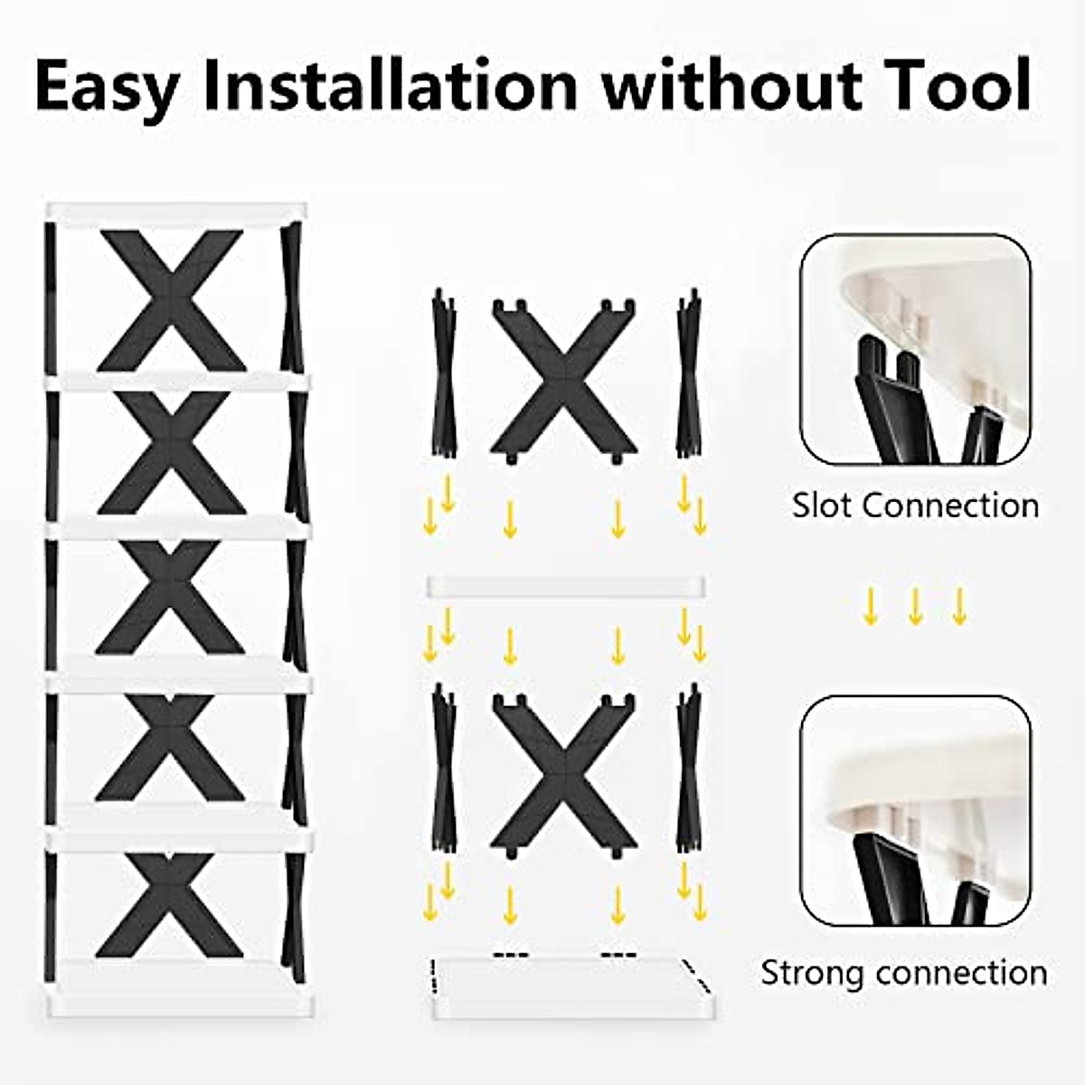 7 Tiers Small Shoe Rack,Narrow Vertical Free Standing Shoe Tower,Space Saving Furniture Shoe Storage Organizer for Corner,Entryway,Door,Hallway,Closet,Bedroom,Stable in Structure and Stackable,Black