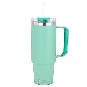Drinco 40oz 30 oz Tumbler with Handle, Straw Lid, Insulated Stainless Steel Travel Mug Water Bottle Ice Coffee Cup For Cold and Hot, BigSur (30oz, Sage)