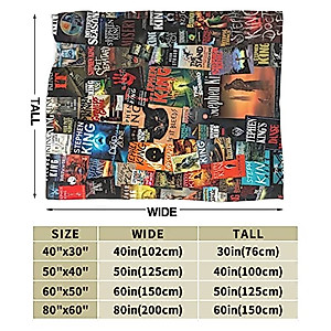 The Full Collection of Stephen King Books Flannel Blanket Lightweight Cozy Bed Blankets Soft Throw Blanket Fit Couch Sofa Suitable for All Season60 X50