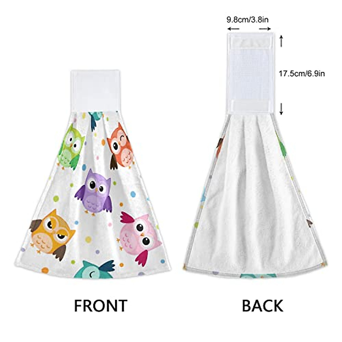 Kigai Owl Kitchen Hanging Towels Set of 2, Absorbent Hand Tie Towels Tea Bar Dishcloths Dry Towels for Kitchen Bathroom Home Decor, 12 x 17 Inch