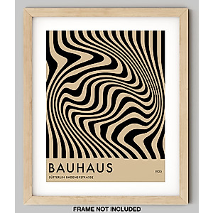 Mid Century Modern Bauhaus Wall Art - 11x14" UNFRAMED Print - Abstract Wall Decor - Exhibition Poster Replication (Black)