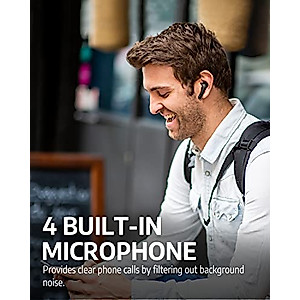 AIHOOR True Wireless Earbuds, Active Noise Cancelling in-Ear Headphones with Charging Case, Bluetooth 5.0, Built-in Mic Earphones, Deep Bass, 30H Playtime, IPX4 Waterproof Headset for Music, Black