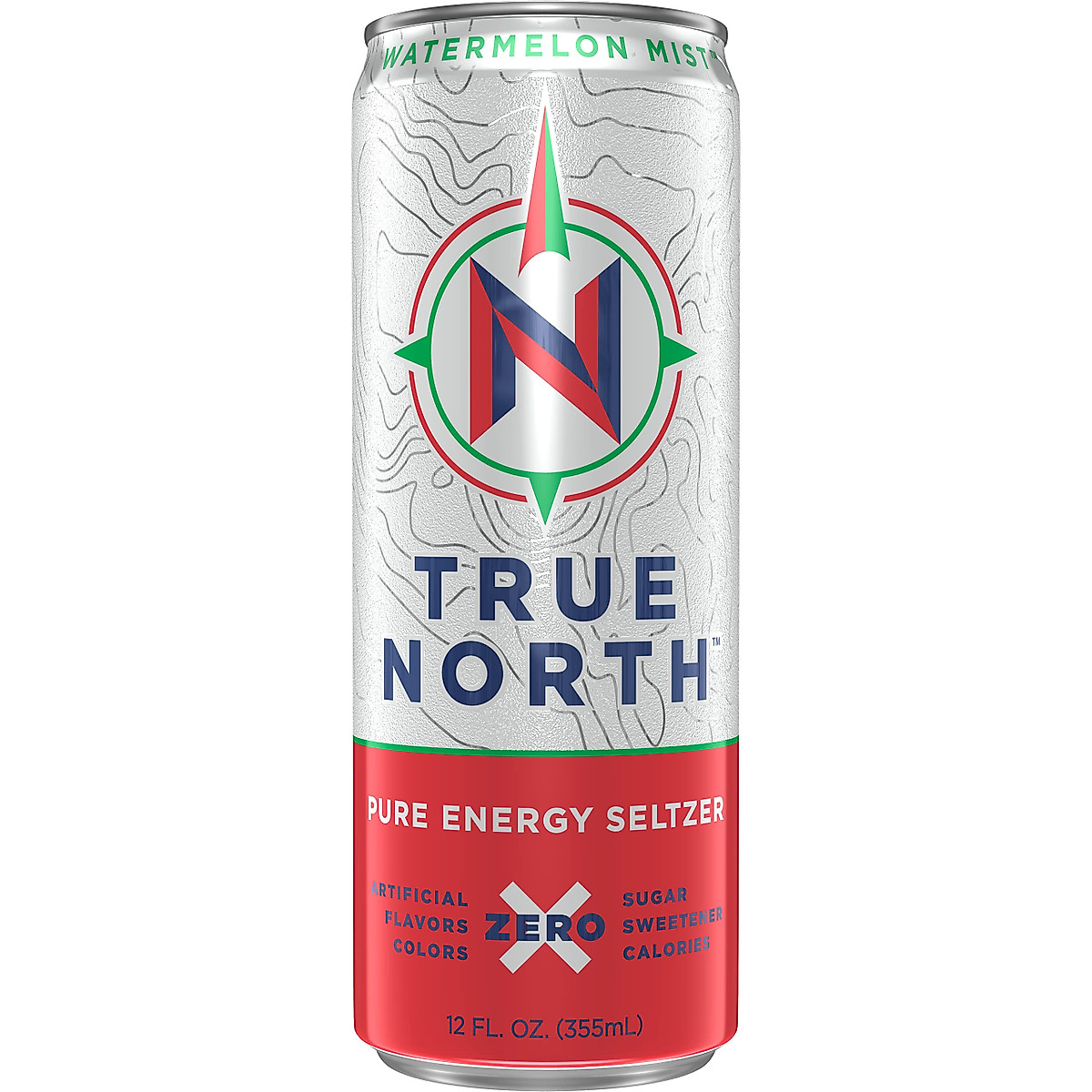 True North Pure Energy Seltzer, Watermelon Mist, 12 Fl Oz (Pack of 12)