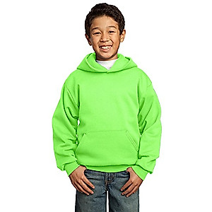 Port & Company - Youth Core Fleece Pullover Hooded Sweatshirt M Neon Green