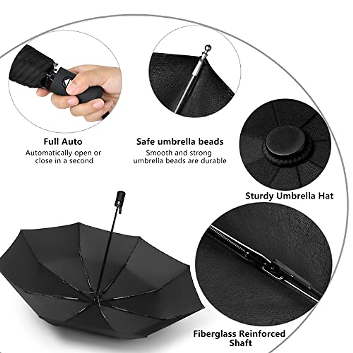 CYBYQ-Family 2 PACKS Travel Umbrella Compact Windproof Automatic Umbrellas for Rain Small Folding Strong and Portable Automatic Open and Close - Men and Women
