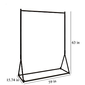 FONECHIN Industrial Pipe Clothing Rack for Clothing Display, Heavy Duty Garment Rack for Bedroom Retail Boutique Use (59" L)