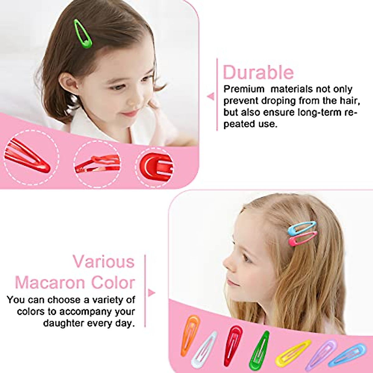 60Pcs Snap Hair Clips for Girls, Gingbiss 2 inch Silicone Coating Colorful Metal Hair Barrettes with Storage Case for Women Girls Kids, No Slip Hair Accessories for Hair, 10 Assorted Colors