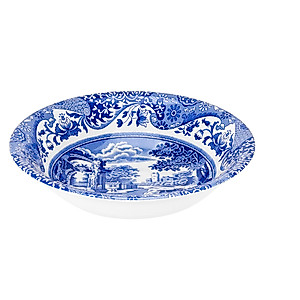Spode Blue Italian Cereal Bowl | Set of 4 | Oatmeal, Cereal, and Rice Bowl | Made of Earthenware | 6.5-Inches | Dishwasher and Microwave Safe | Made in England