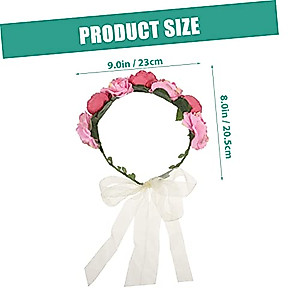 FRCOLOR 1 Set Wreath Headband Women’s Suits Girls Accessories Wedding Headband Flower Crowns Corsage Flower Corsage Wristlet Miss Pink Fabric Wristband Flower Girl Flower Rings for Women
