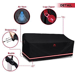 Turtle Life Patio Sofa Cover, Outdoor Heavy Duty Durable UV Water Resistant Anti-Fading Multi-Person Sofa Cover with 2 Upgrade Air Vents and 2 Buckles, Black, 72" W x 37" D x 35" H
