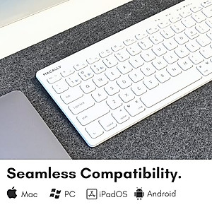 Macally Small Bluetooth Keyboard for Mac - Multi Device Wireless Keyboard for Mac Mini / Pro, Macbook Pro / Air, iMac, iPad, iPhone, PC Computer, Laptop - Compatible Apple Keyboard Wireless Compact