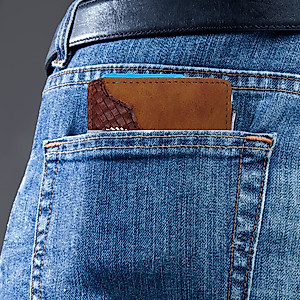 Small Genuine Brown Leather Bifold Wallet with Praying Cowboy Medal, Minimal Thin Folding Wallets with Coin Pocket, Thoughtful Gifts for Men and Women, 4.25 Inches