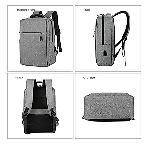 15.6 inch Laptop Backpack for Men, Slim Lightweight Business Travel Backpack Waterproof,Computer Backpack with usb charging port, All Black College Backpack with Laptop Compartment （Grey）