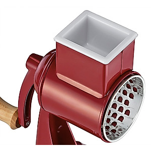 Zassenhaus Classic Drum Grater, Manual Kitchen Grater, Painted Metal, Beech Wood, Stainless Steel, Suction Base, 2 Grating Drums and Pestle, Can be Used as Vegetable Cutter, Cheese Grater and Slicer