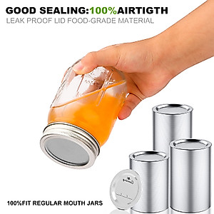 200pcs Regular Mouth Canning Lids, 70mm Mason Jar Lids for Canning, Reusable Leak Proof Split-type Gold Lids, Food Grade Material (70mm, Silver)